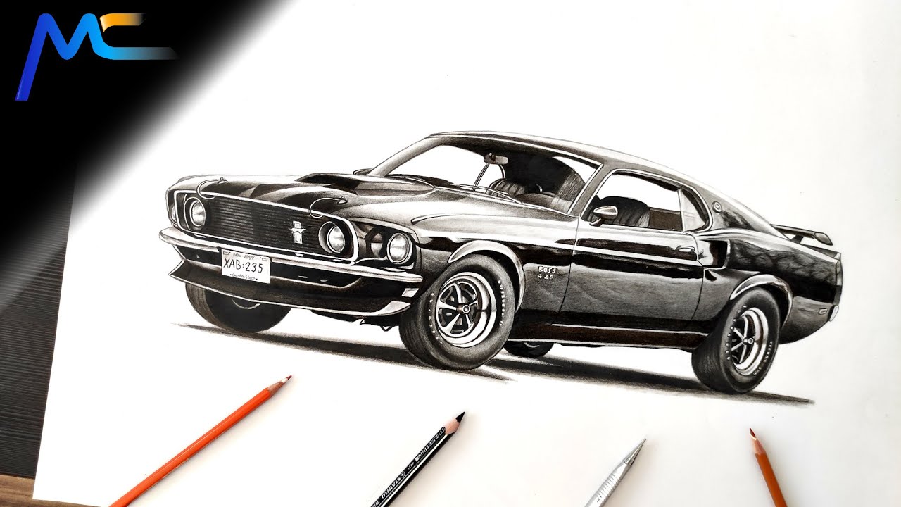 107. How to draw – 1969 Ford Mustang BOSS 429 - John Wick - YouTube