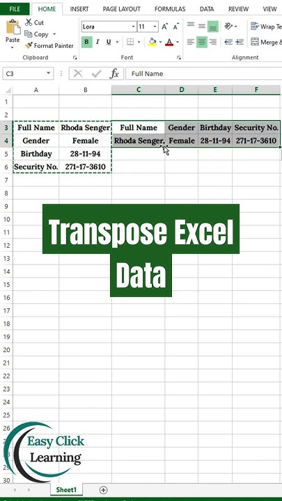 Transpose Data in Excel (the EASY way) #transposedata - YouTube