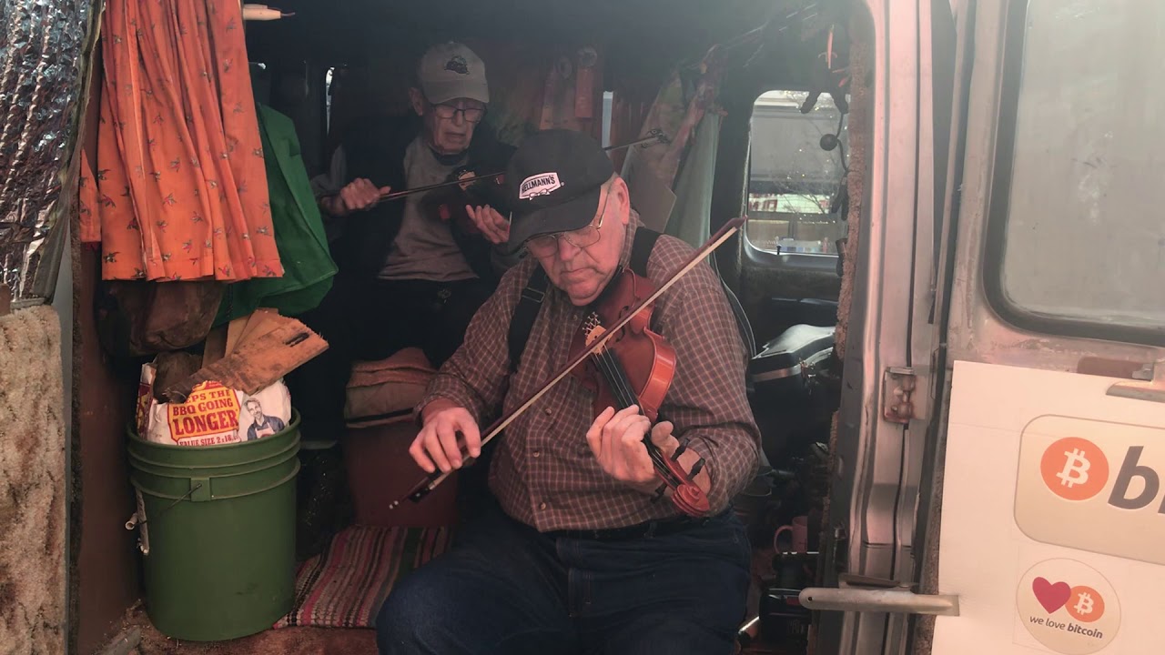 Hillar Bergman & Milt Mills fiddle busking Traverse City MI - YouTube