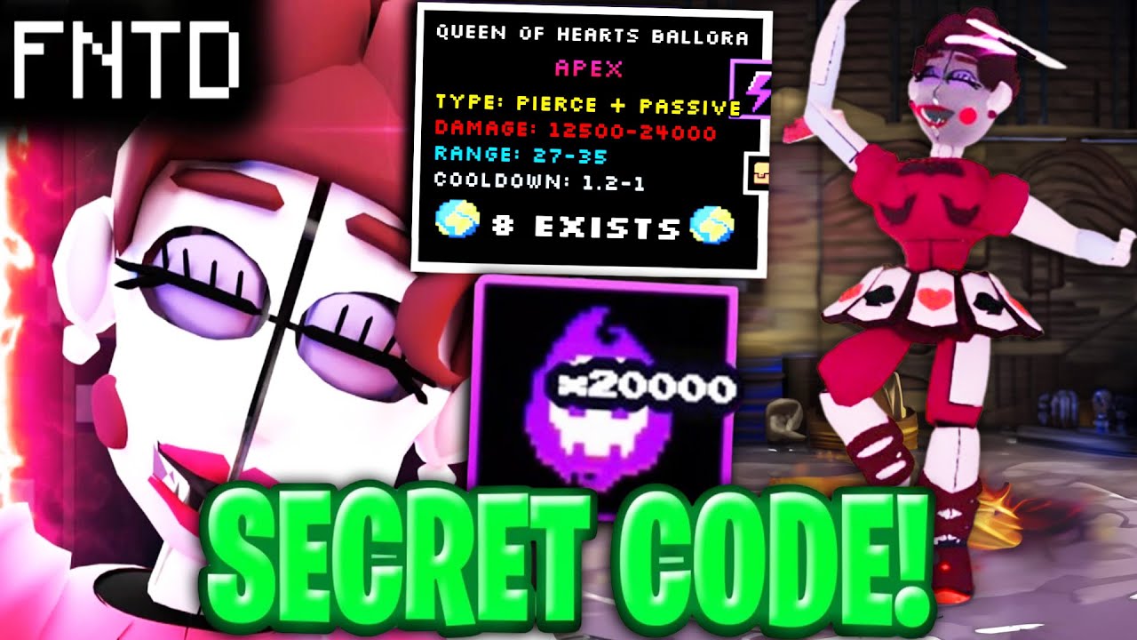Five Nights TD UPDATE 38 CODES QUEEN OF HEARTS BALLORA SHOWCASE! ROBLOX FIVE NIGHTS TD CODES ...