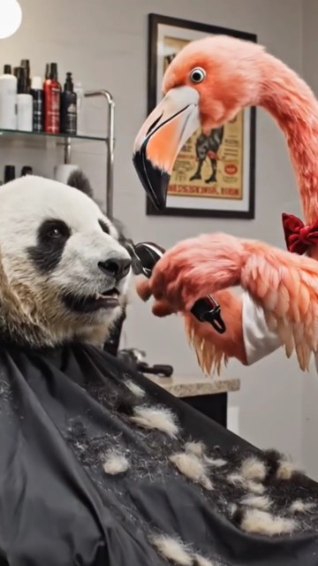 panda 🐼 Haircut Ever! #ViralShorts #PetHumor #AnimalComedy # ...