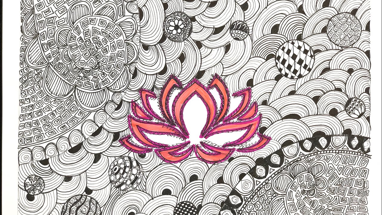 ASMR LOTUS ZENTANGLE ART#artsandcrafts - YouTube
