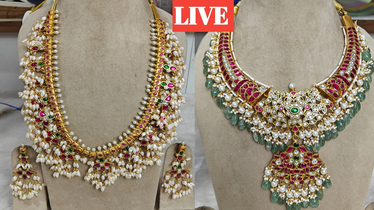 👉🥰 Exclusive Jadu Kundan Collections 👌👌|| Rice pearls Haram, Necklace ...
