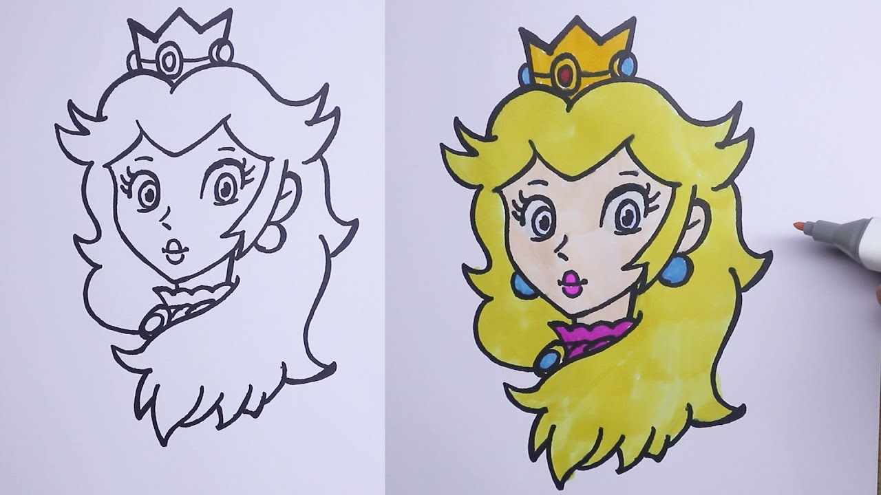 how to draw Super Princess Peach | Super Mario Bros - YouTube