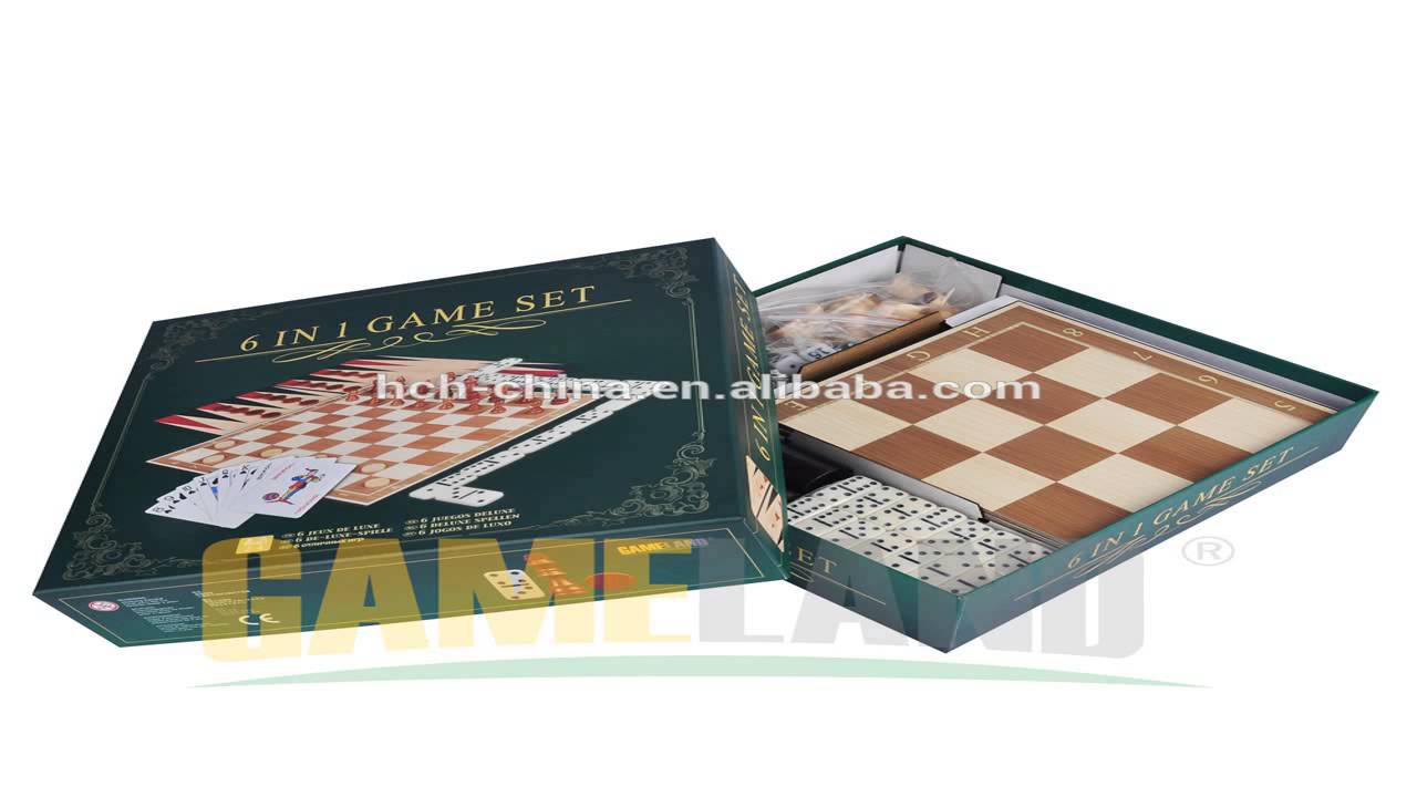 GREAT 6 IN 1 GAME SET Chess Checkers Backgammon Poker Dice Dominoes and ...