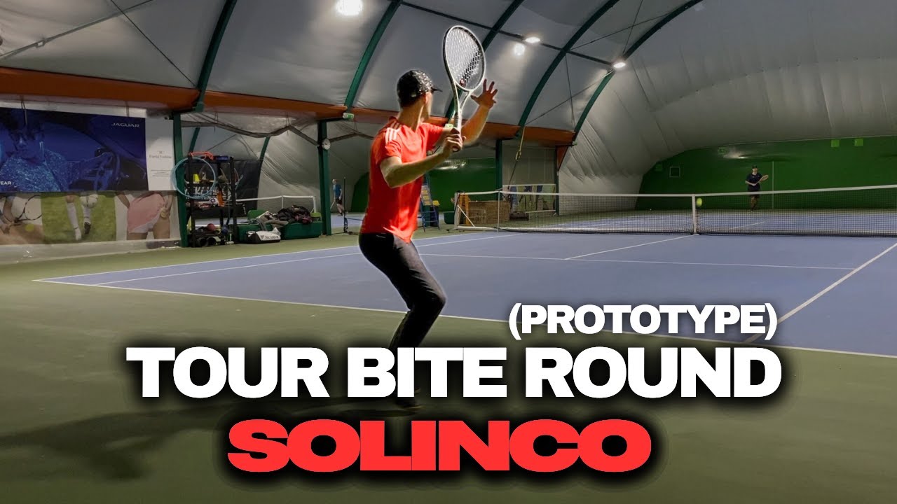 Solinco Tour Bite Round (prototype) with Solinco Whiteout 16x19 v2 - YouTube