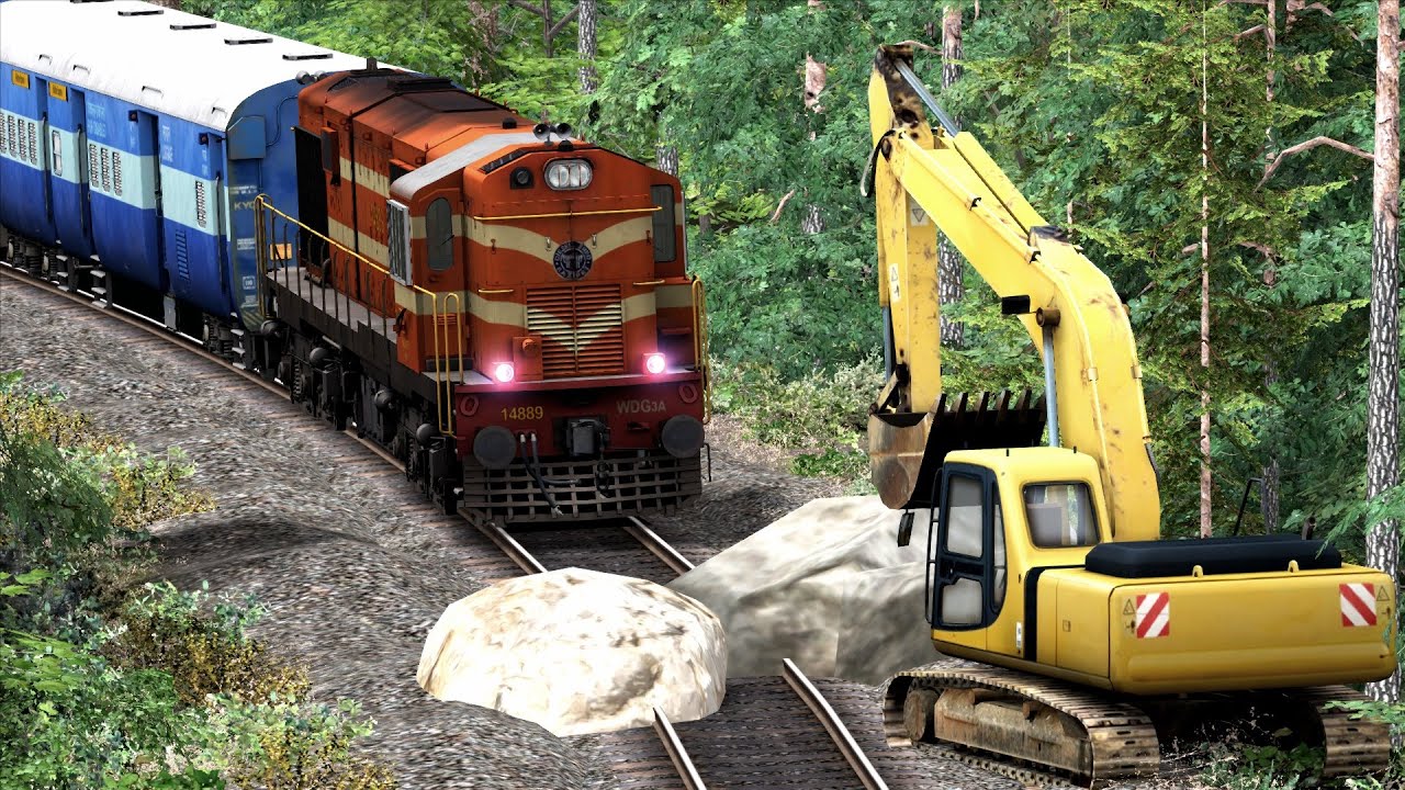 STONE ON THE RAILWAY TRACK ON WAY TRAIN - Train Simulator - YouTube