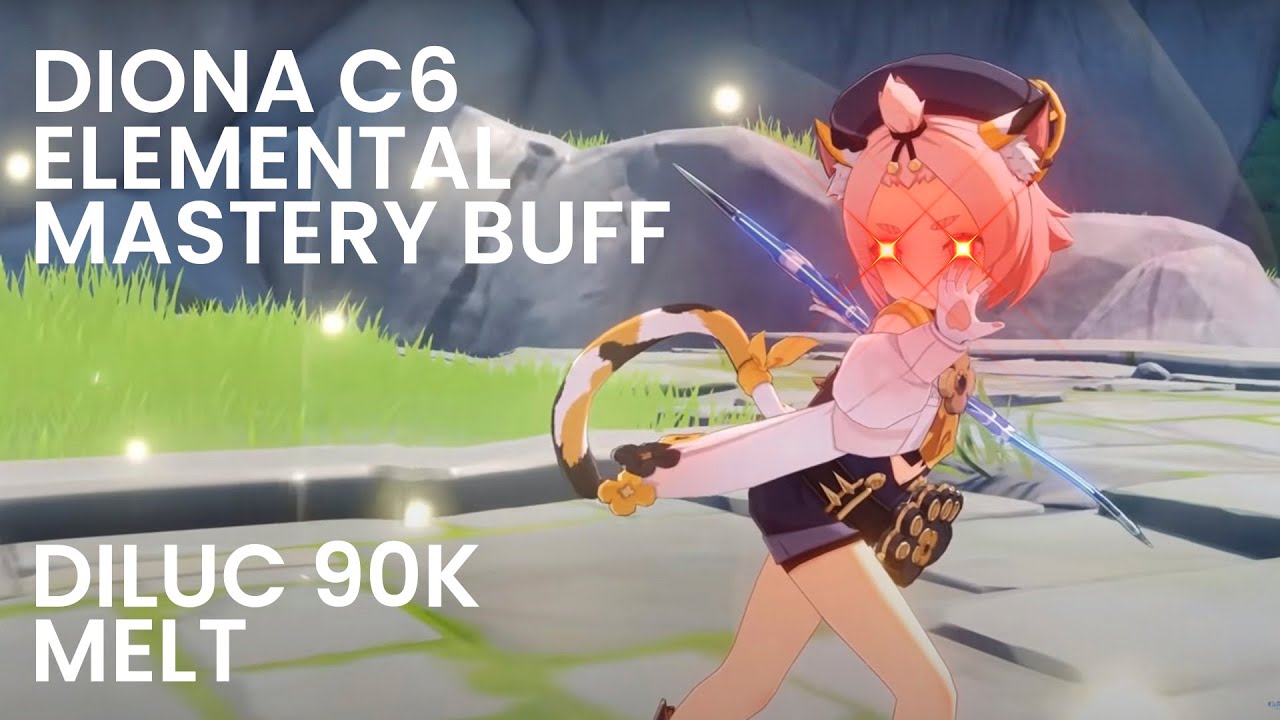 Genshin Impact - Diona C6 EM Buff For 90K Diluc Melt - YouTube