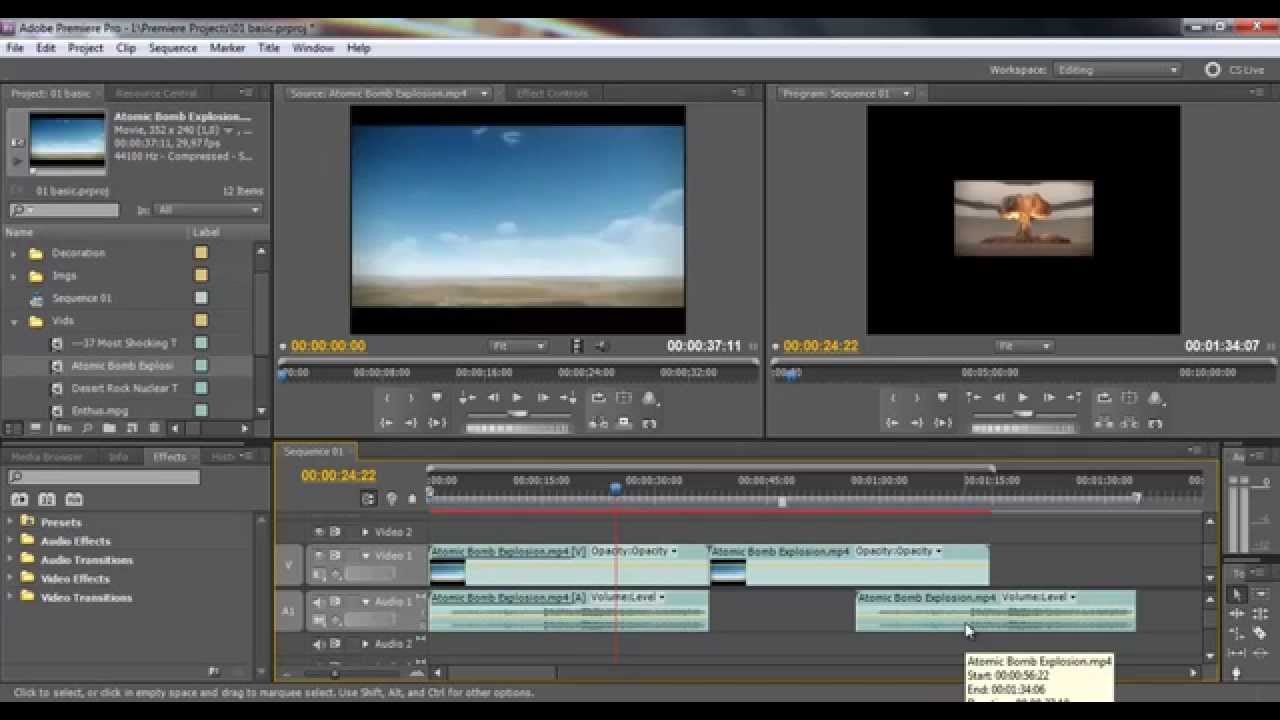 Premiere Pro Basic - Basic Edit Pada Timeline - YouTube
