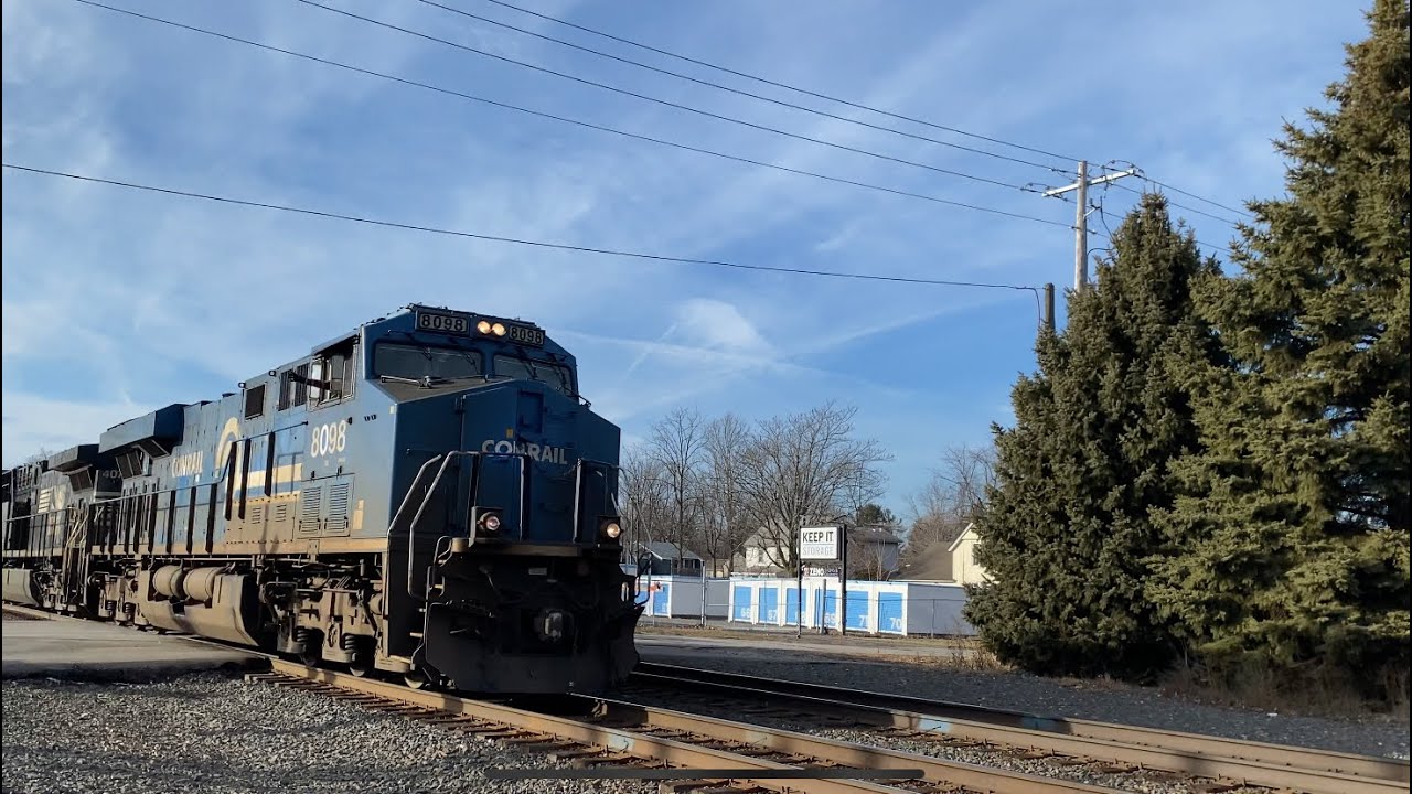 NS 8098 (Conrail heritage unit) leads a intermodal through Chesterson ...
