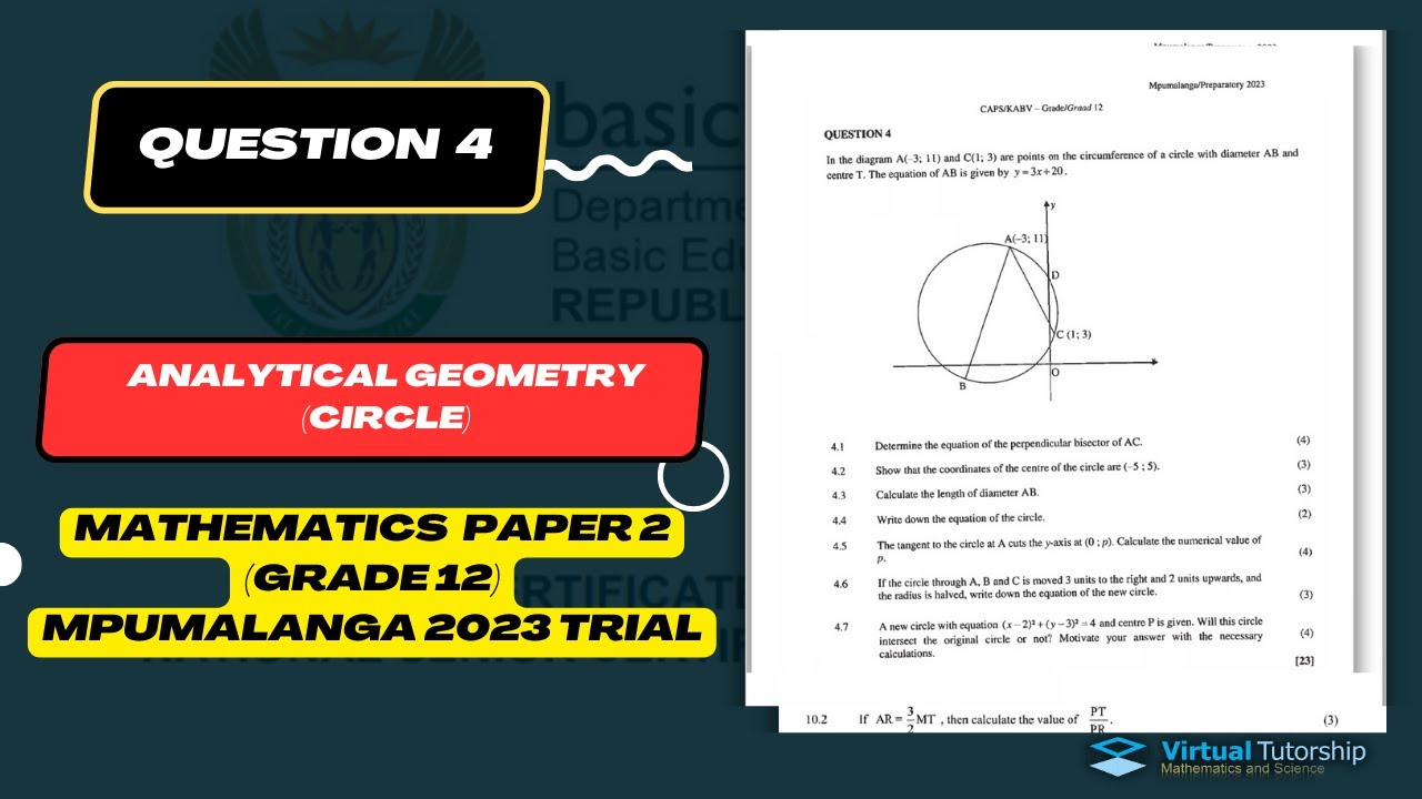 Analytical Geometry (Circle) (Grade 12): Mpumalanga September 2023 ...