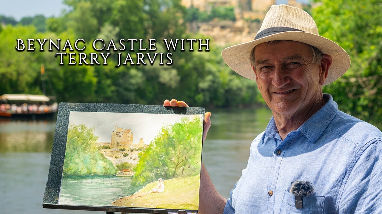 Terry Jarvis Watercolour - Paints Beynac Castle Plain Air - YouTube