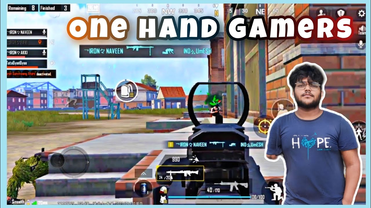 One hand Gamer | Rush Gameplay| 1v2 #bgmi #pubgmobile - YouTube
