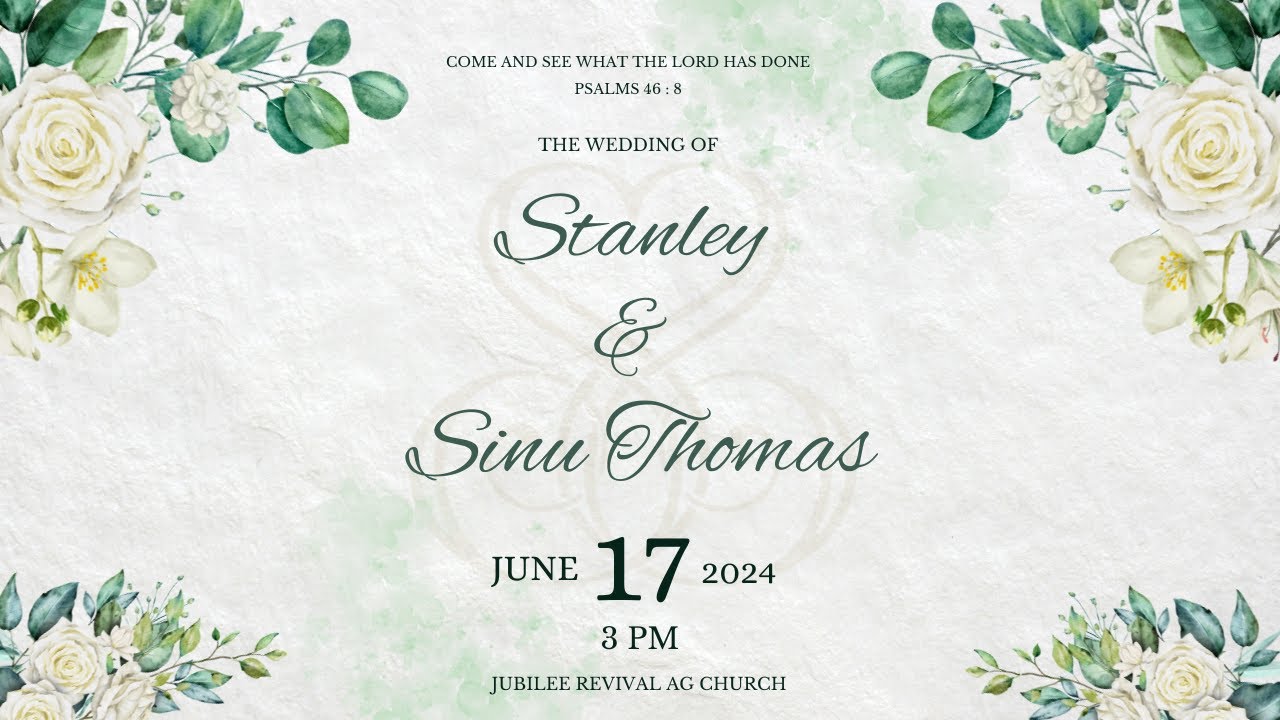 The wedding of Stanley & Sinu Thomas | 17/06/2024 - YouTube