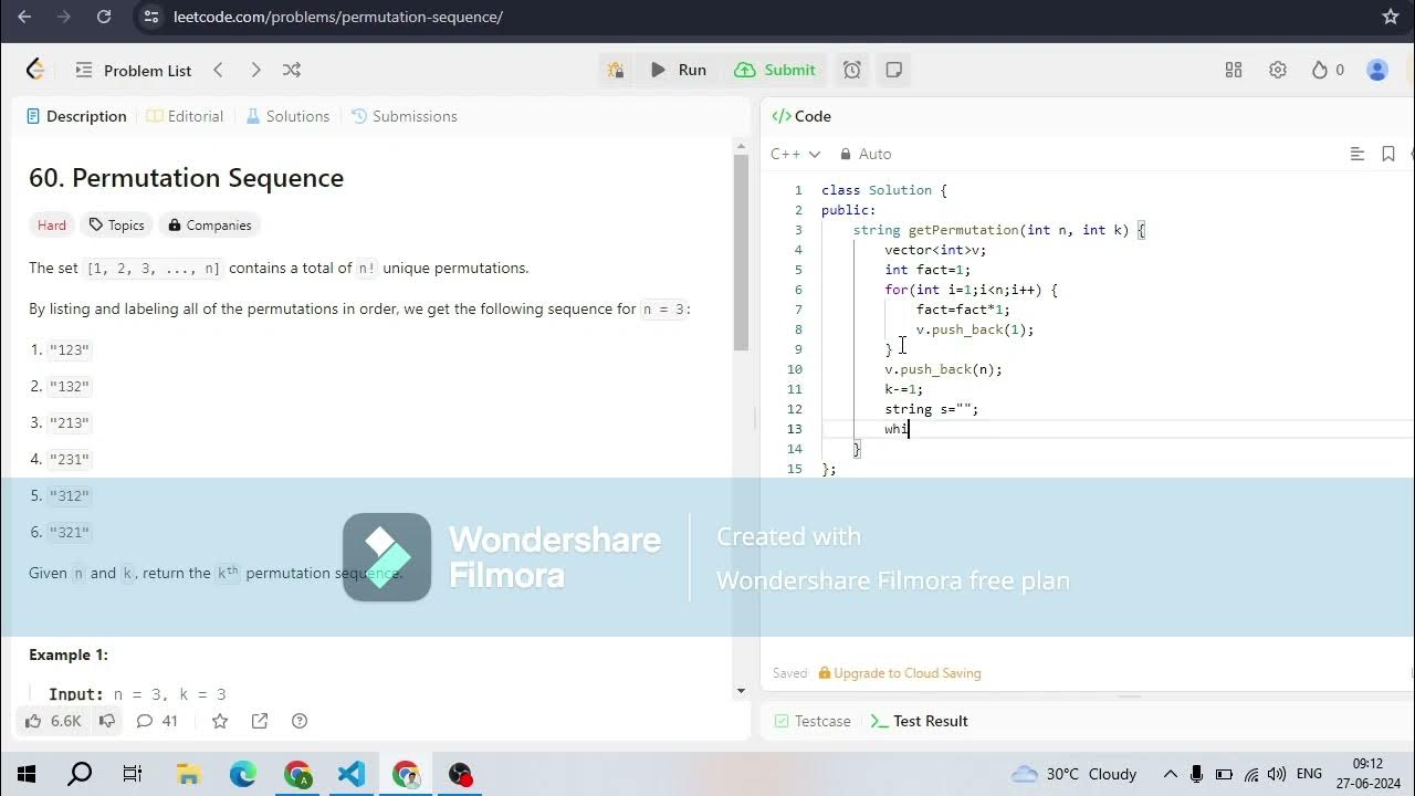 Leetcode.60. Permutation Sequence Intervals problem for Interview #whitecoding #leetcode60 #dsa ...