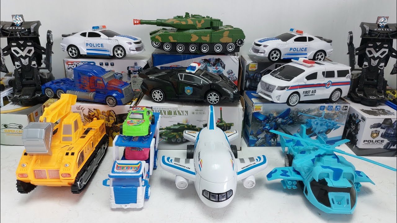 Mobil Mobilan Jadi Robot, Unboxing Mobil Mobilan Polisi, Ambulance ...