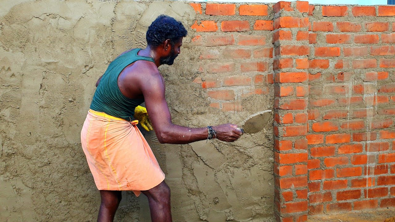 Plastering Techniques_ Big wall plastering with bricks|brick wall ...