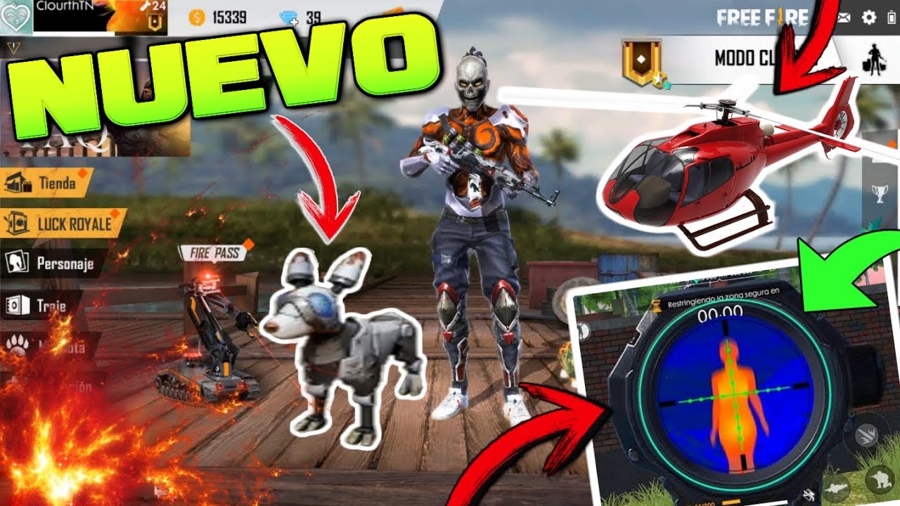 NUEVA ACTUALIZACION de FREE FIRE, PERRO, HELICOPTERO y MAS // GARENA ...