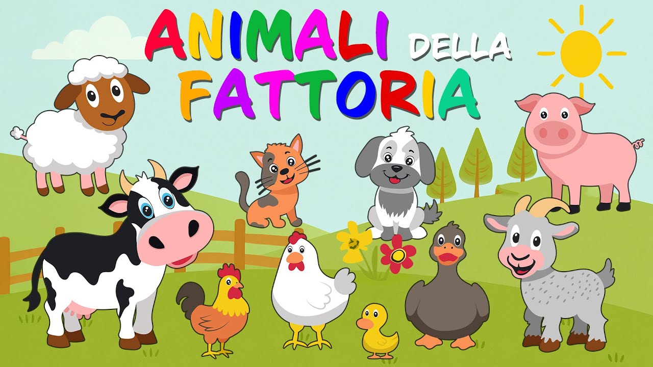 Animali della fattoria 🐄🐔🐖 | Impara i nomi degli animali della fattoria ...