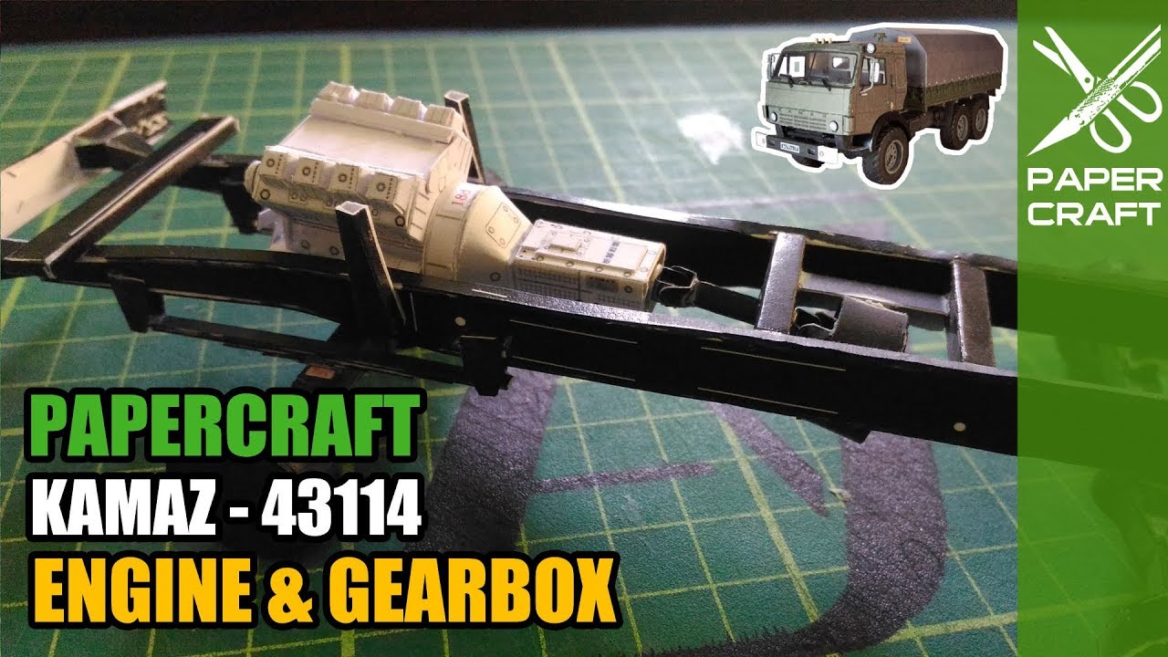 Paper Craft - Truck - Kamaz-43114 #3 Engine & Gearbox - YouTube