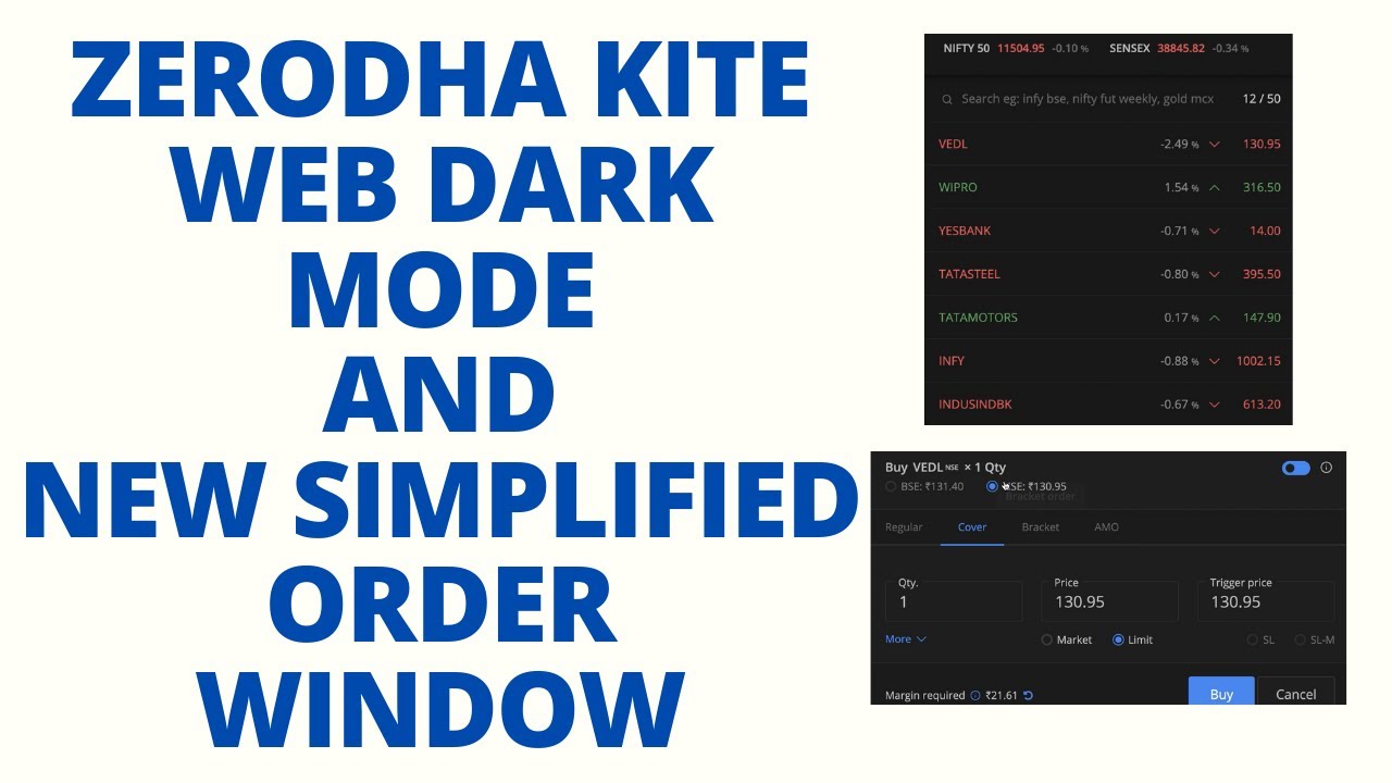 Zerodha Kite Web Dark Mode And New Simplified Order Window - YouTube