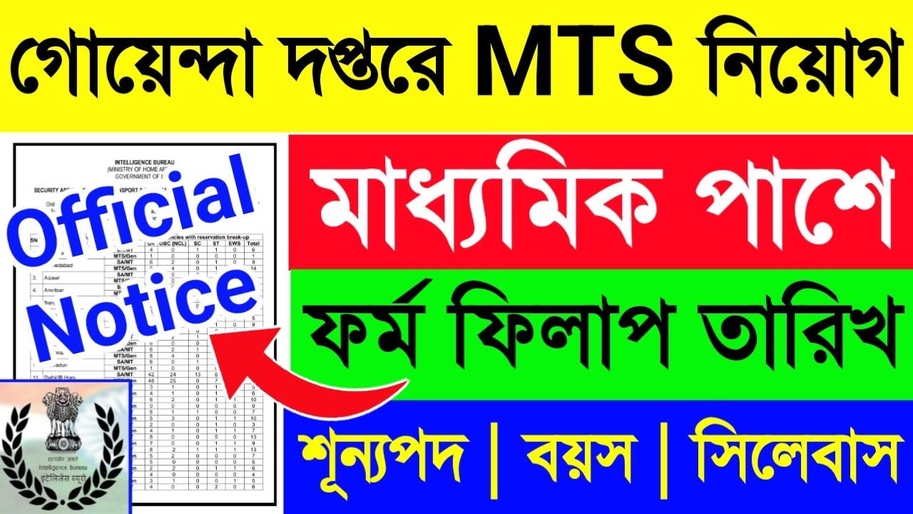 গোয়েন্দা দপ্তরে মাধ্যমিক পাশে MTS ও SA নিয়োগের বিজ্ঞপ্তি প্রকাশিত হল😍 ...
