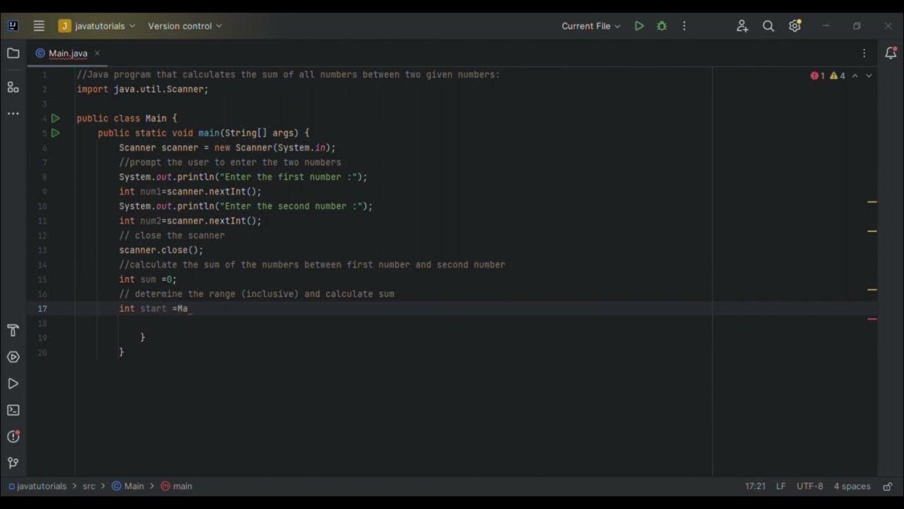 Java Program: Calculating the Sum of Numbers Between Two Given Values - YouTube