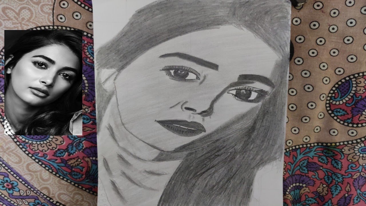 How to Draw Pooja Hegde | Pooja Hegde Drawing - YouTube
