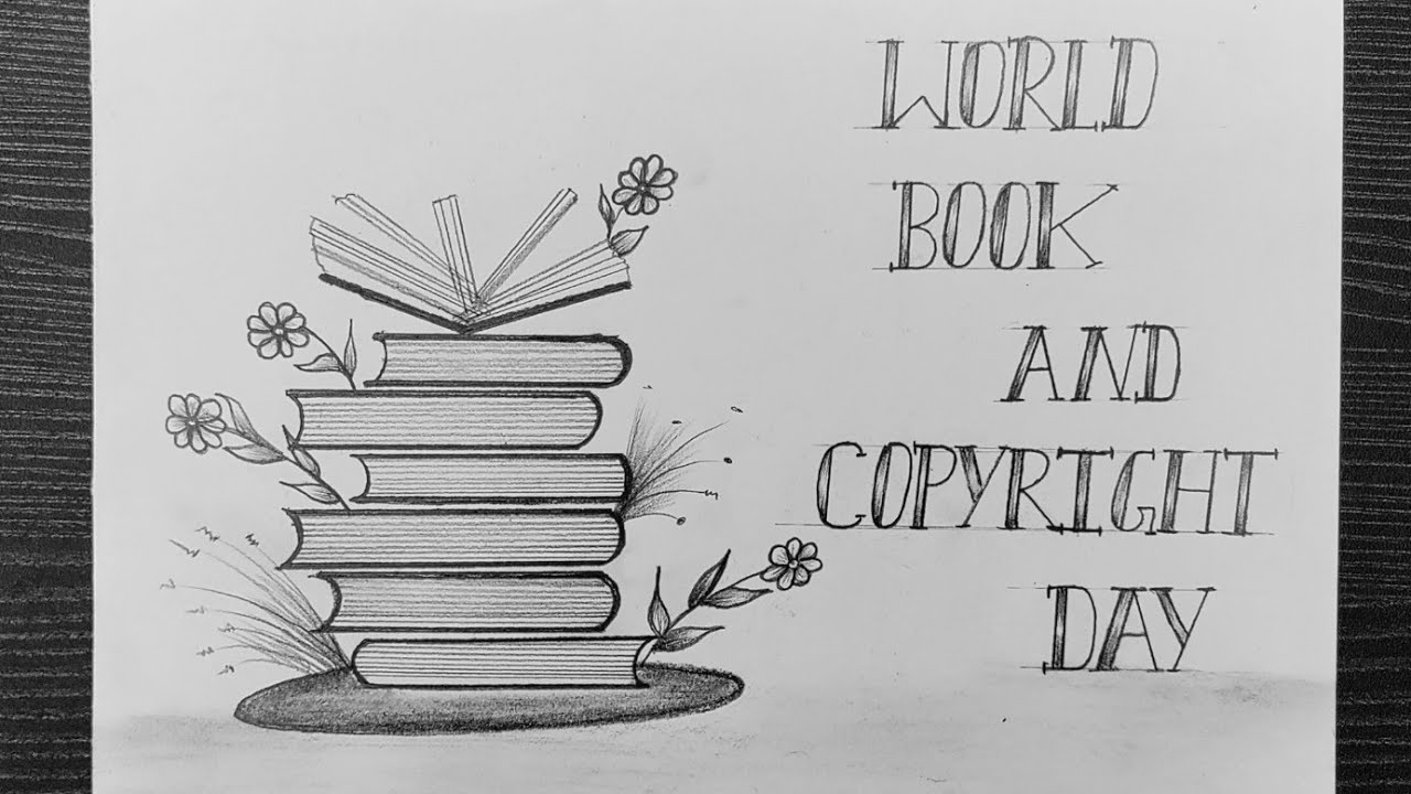 Easy Drawing On World Book And Copyright Drawing // World Book Day ...