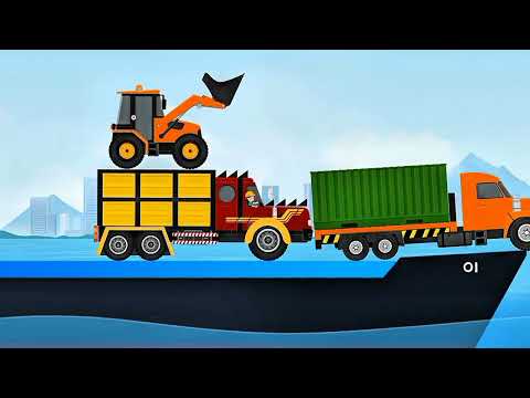 Cargo Ship Carrying Trucks and Excavator – Vehicle Adventure!