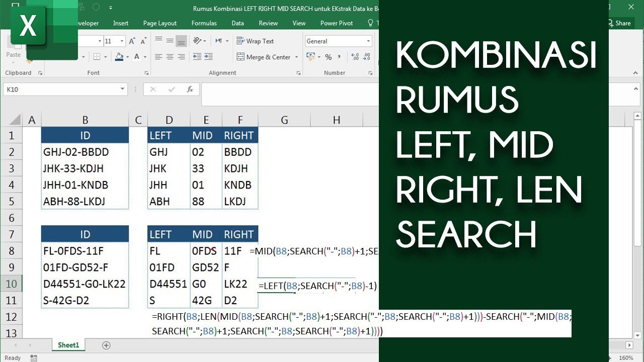 LEN, LEFT MID DAN RIGHT PADA EXCEL PART # 15 - YouTube