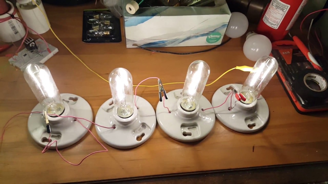 Tesla Coil lights FOUR 110v LED Brightly - YouTube