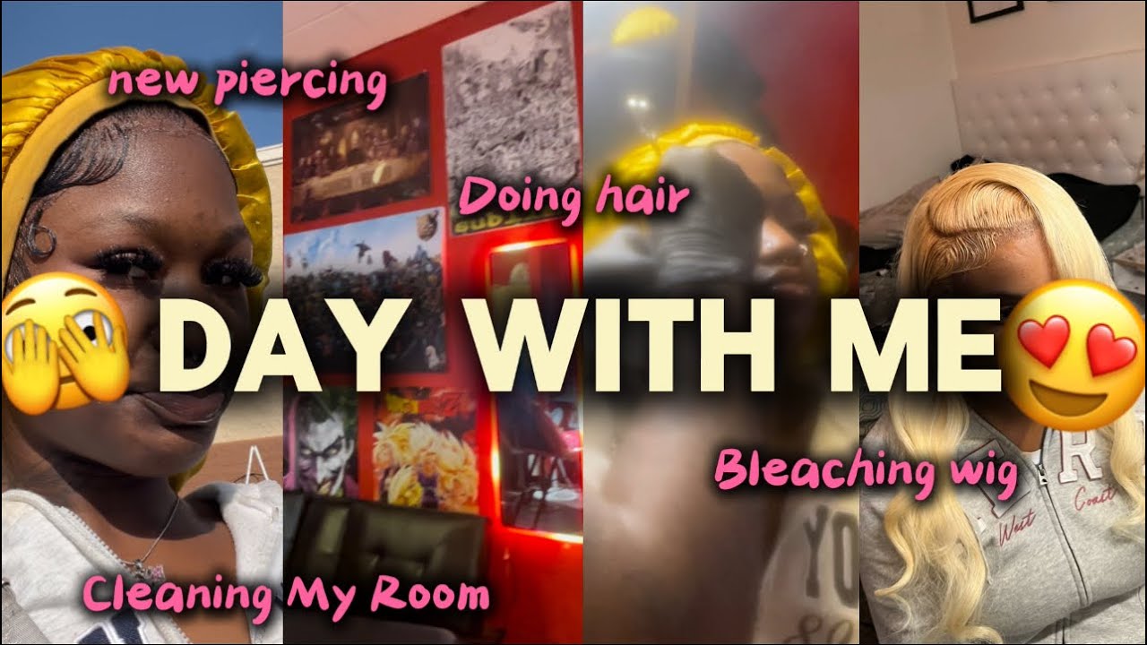 Day in my life 😒 + new piercing + doing hair *i messed her wig up ...
