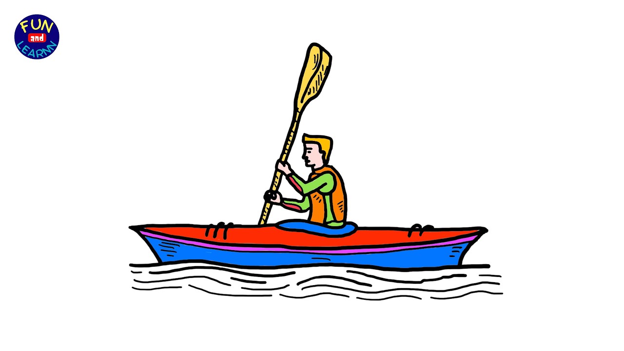 How to draw man With Kayak | How to draw man and boat | easy kayak ...