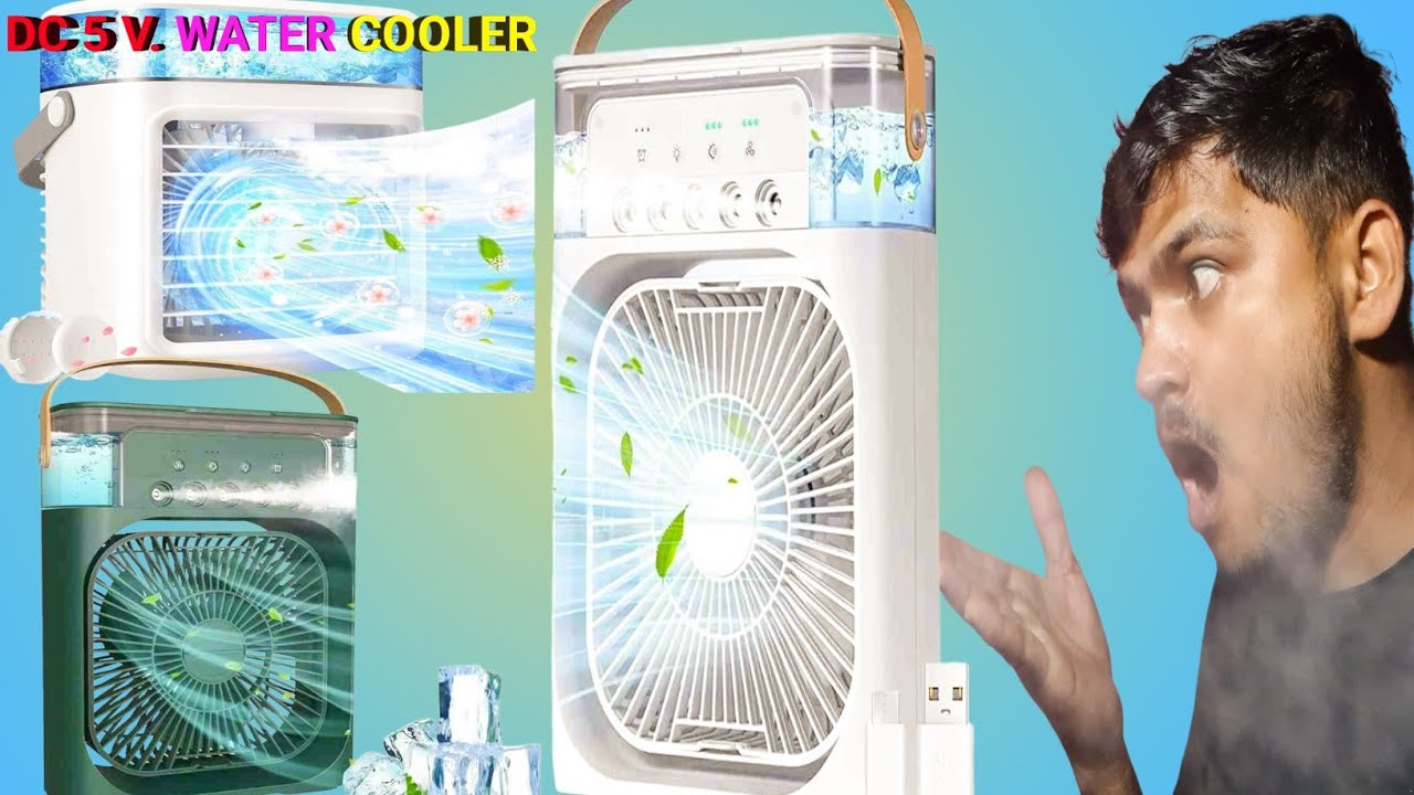 AIR WATER COOLER FAN/ Mini cooler water fan/ 7 colors LED ke sath # ...