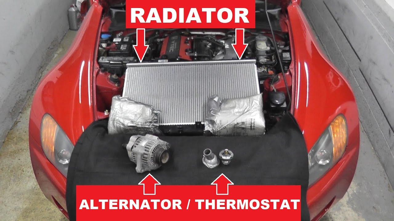 Honda S2000 Radiator, Thermostat and Alternator - YouTube