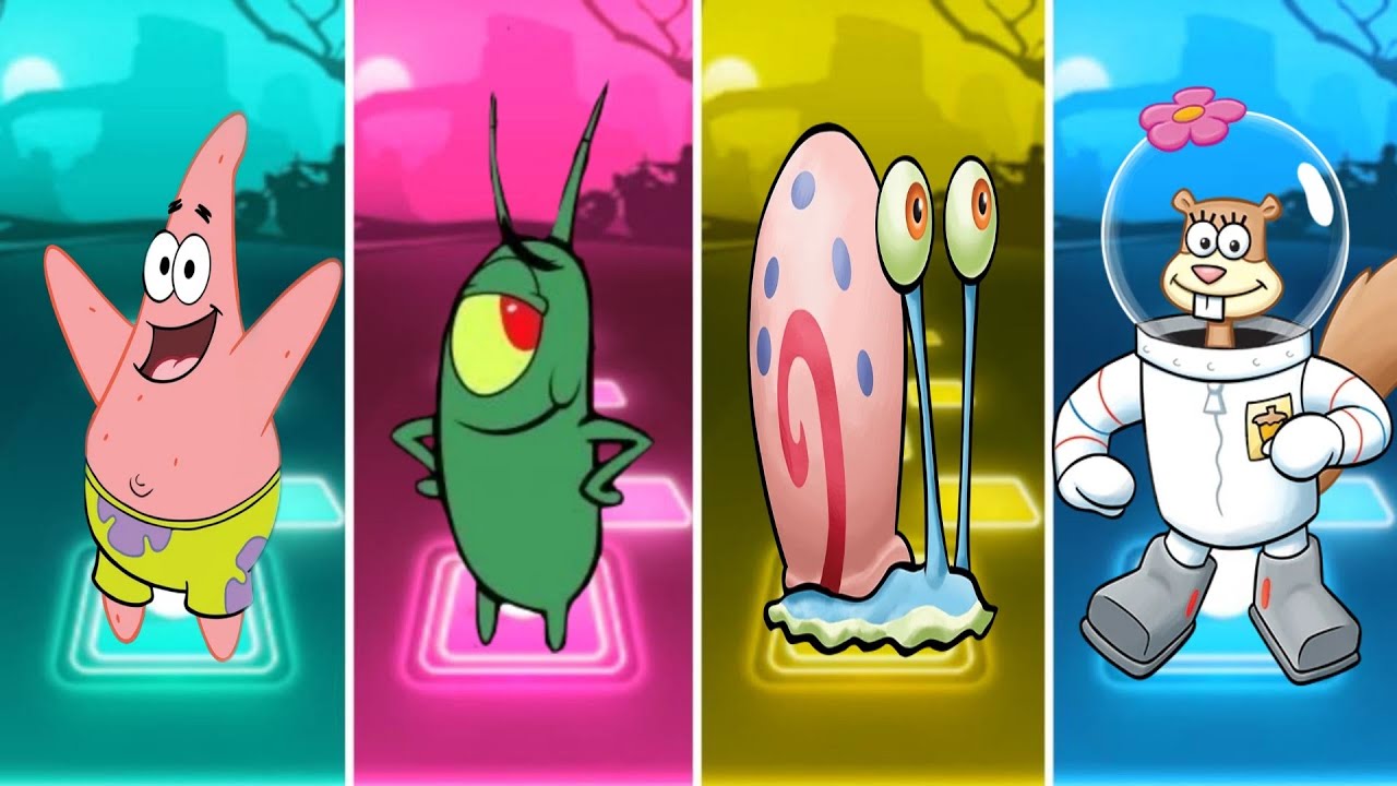 PATRICK 🆚 PLANKTON 🆚 GARY 🆚 SANDY CHEEKS - TILES HOP - YouTube