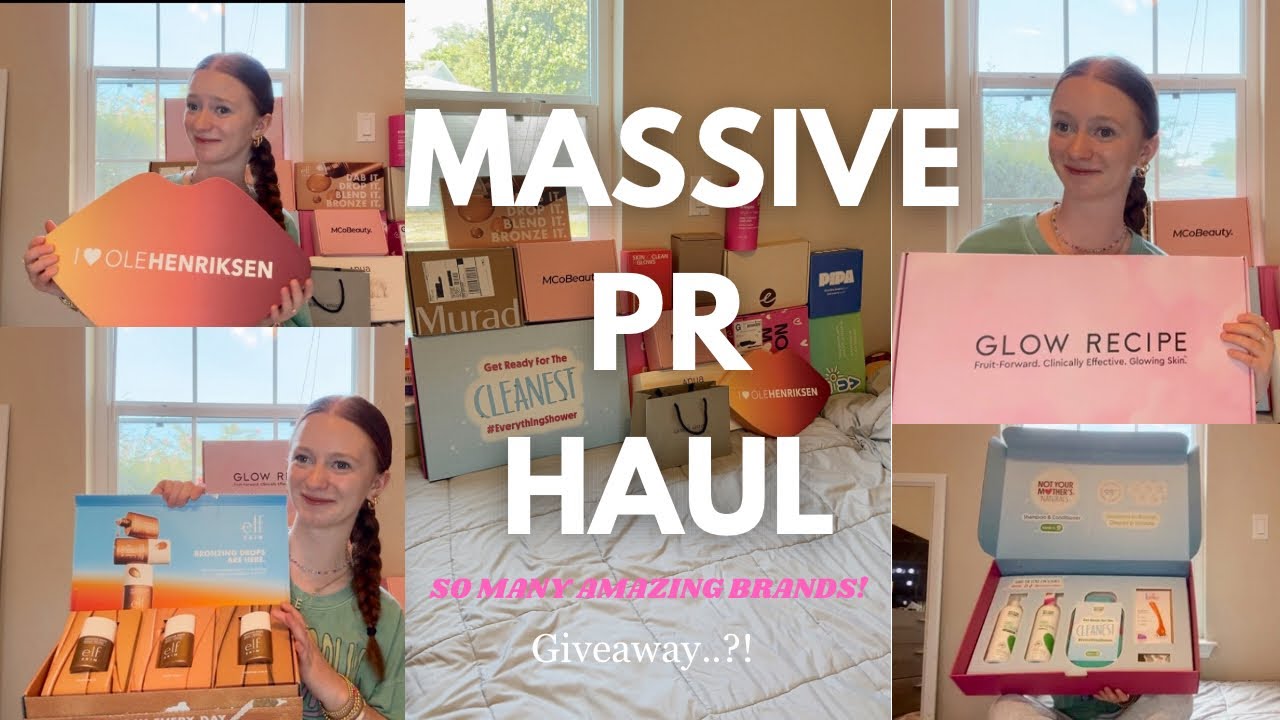 MASSIVE PR HAUL + GIVEAWAY!! (Glow recipe, Armani, etc!) - YouTube