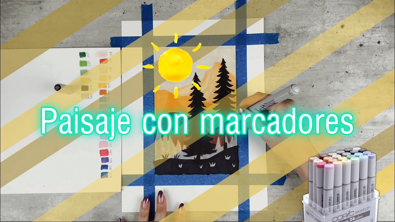 Representaciones De Paisajes Con Marcadores En Color Vectores De