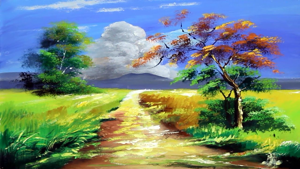 Poster Color Landscape Nature Painting - YouTube