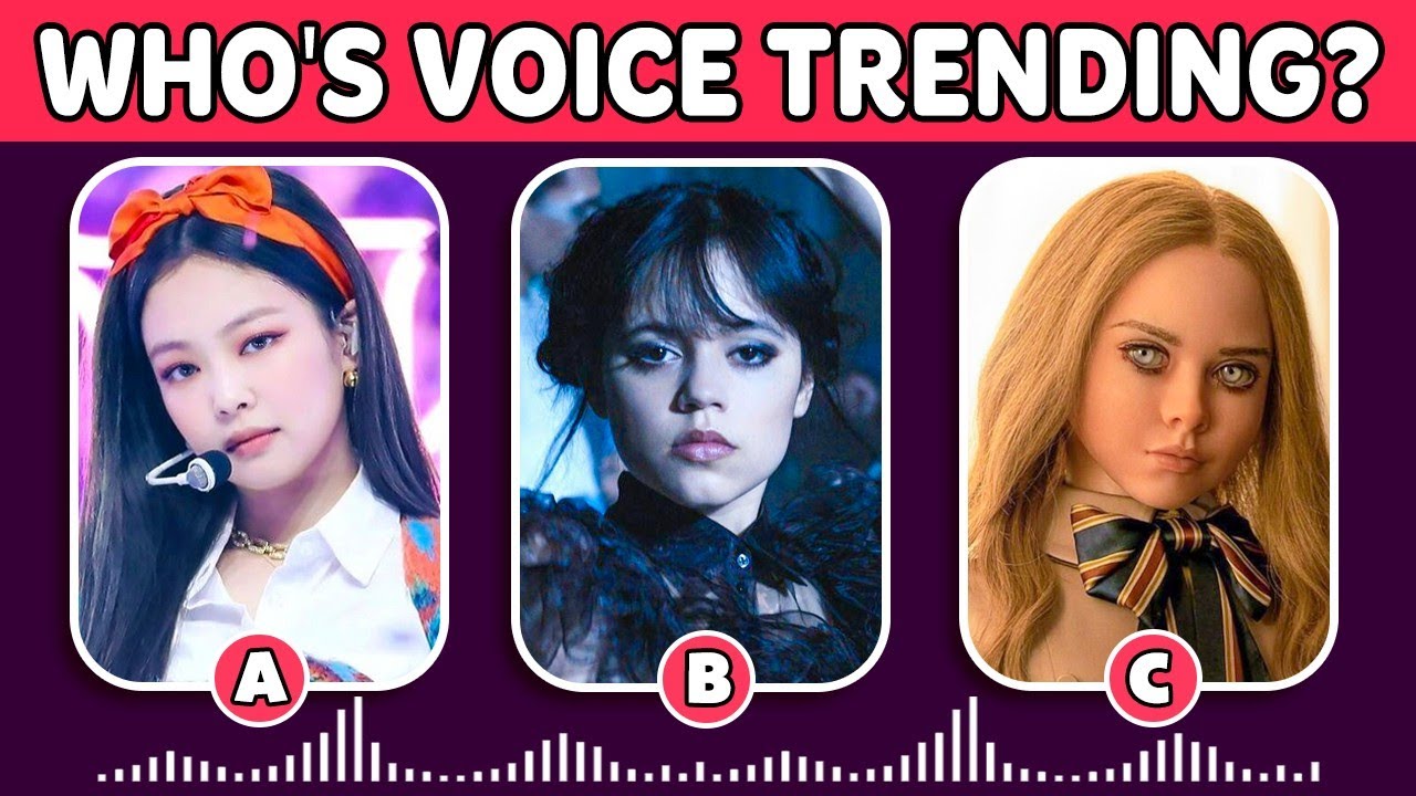Whose VOICE is Top Trending ? | Wednesday, M3gan, Jennie Quiz | Tiny Game Book - YouTube