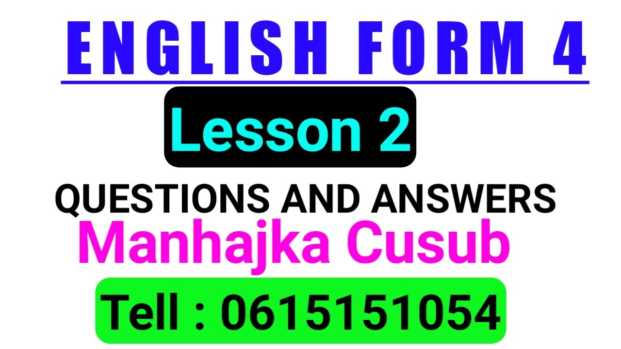 English form 4 lesson 2 | Questions and Answers - YouTube