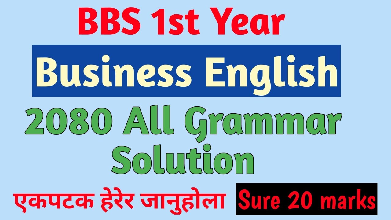 bbs 1st year Business English//Complete grammar solution Series//2080 ...