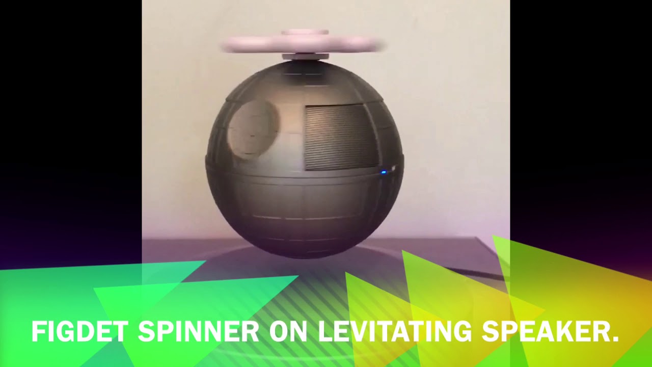 Fidget spinner on levitating Death Star Bluetooth speaker - YouTube