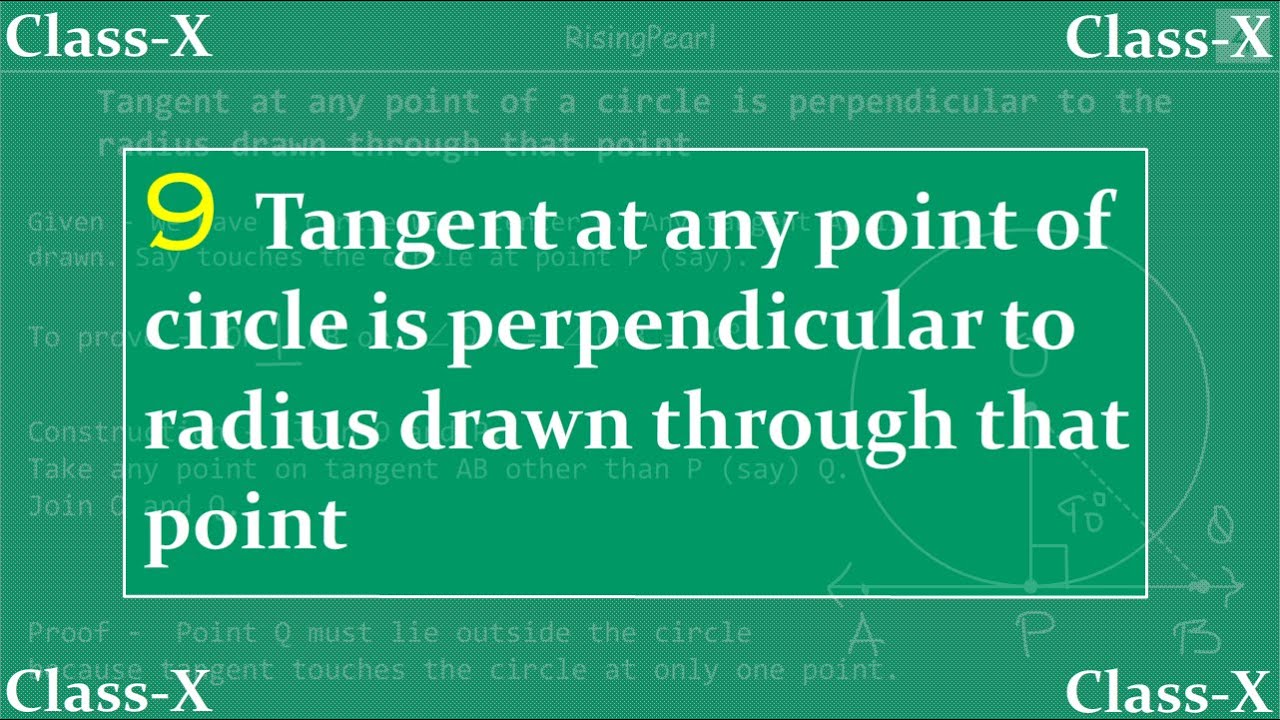 Circles - 9. Tangent is perpendicular to radius drawn at the point of ...