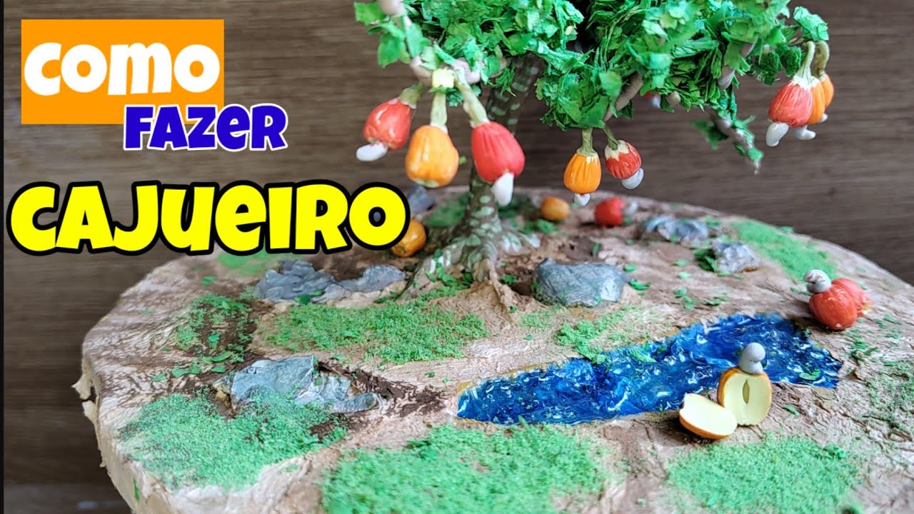 DIY: Como Fazer Caju e Cajueiro com Massa de Biscuit - YouTube