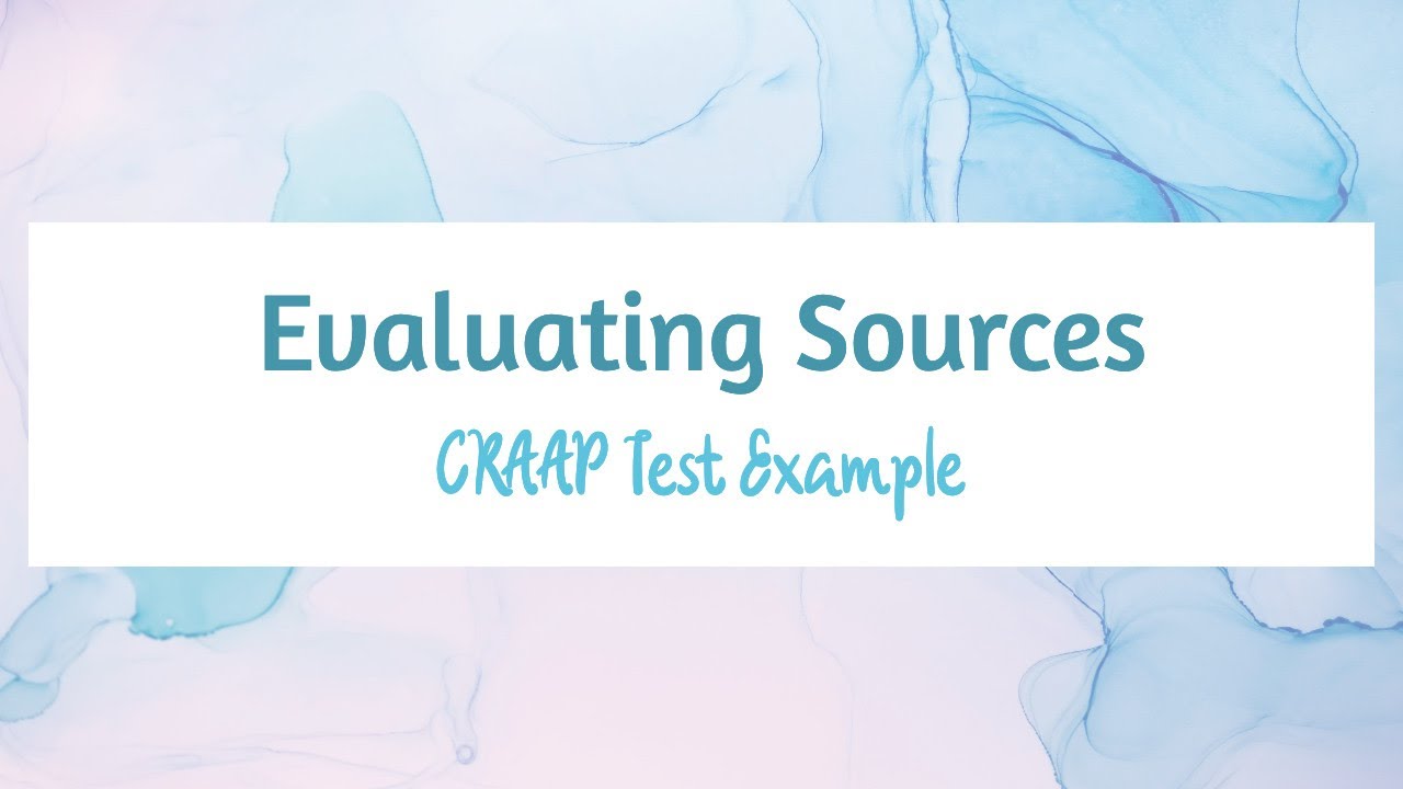 CRAAP Test Example - YouTube