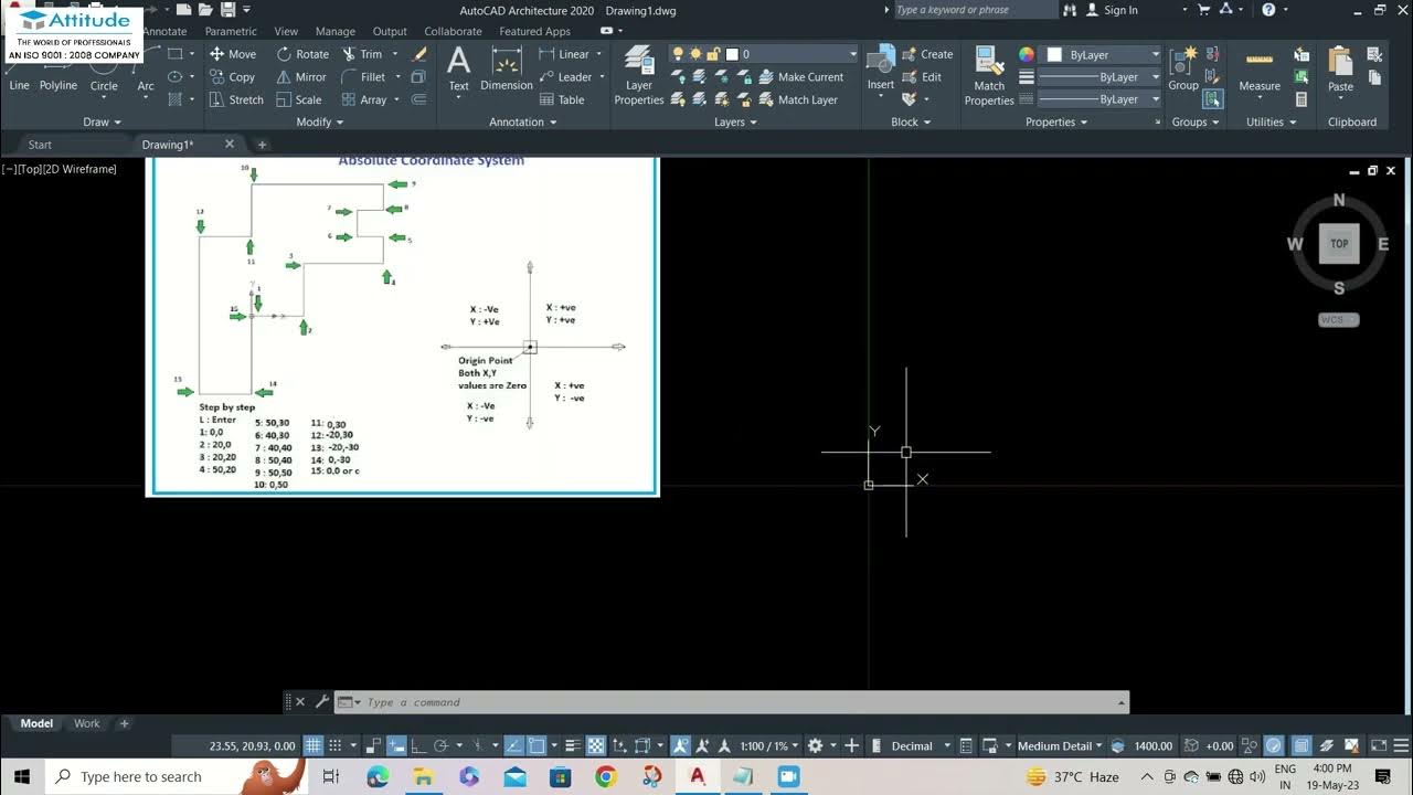 Absolute Coordinate System In AutoCAD | Learn AutoCAD With Attitude Academy | #autocad - YouTube