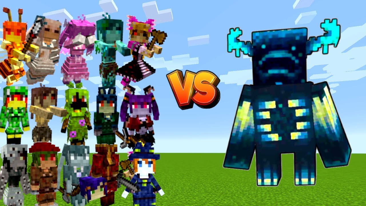 Warden Vs. Girls and Hostile Mobs in Minecraft - YouTube