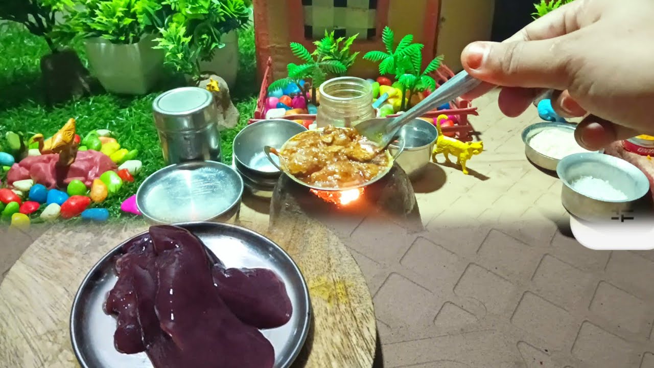 Miniature chicken liver cooking 🥰😋 / mini kitchen recipe / Mini ...